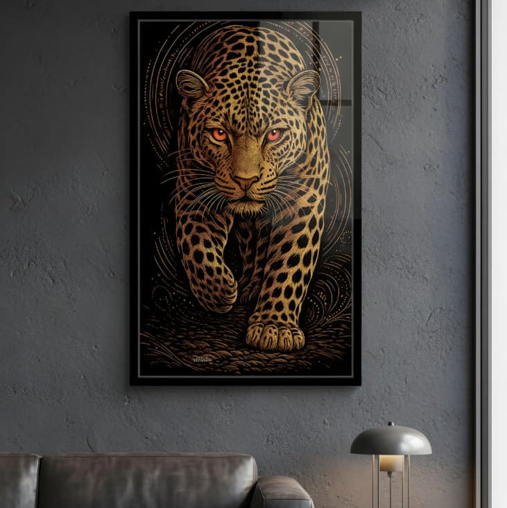 Golden Leopard Majesty – Luxury Wildlife Wall Art Frame – Decor Your Walls